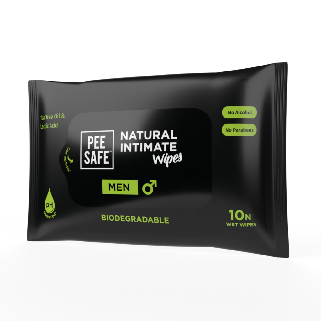 Pee Safe Biodegradable Intimate Wipes For Men - Pack Of 10 | Jeevee