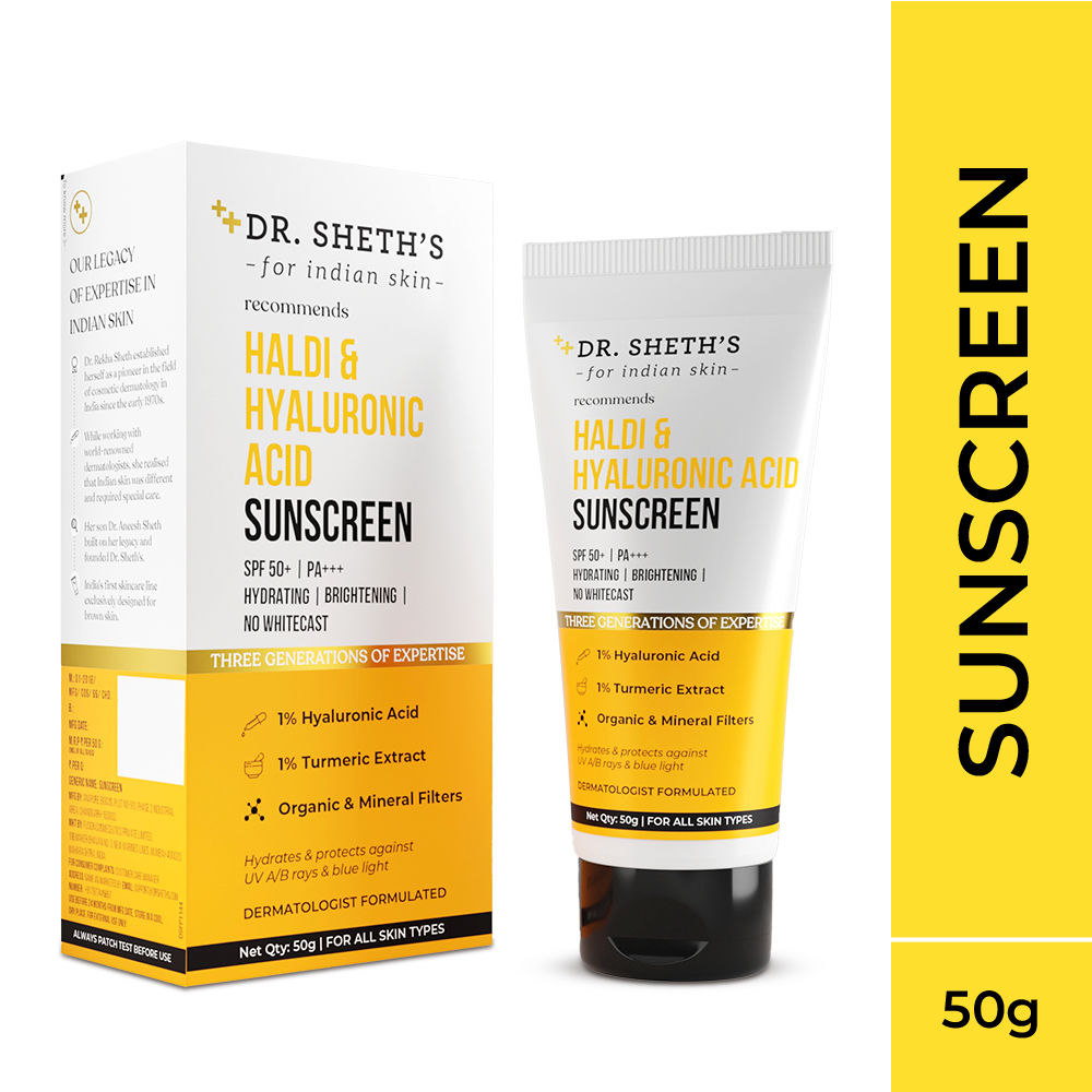 Dr. Sheth's Haldi & Hyaluronic Acid Sunscreen - 50gm | Jeevee