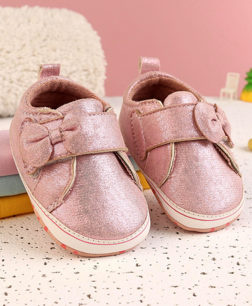 Babyoye Slip On Booties Velcro Closure - Pink (3-6 Months) | Jeevee