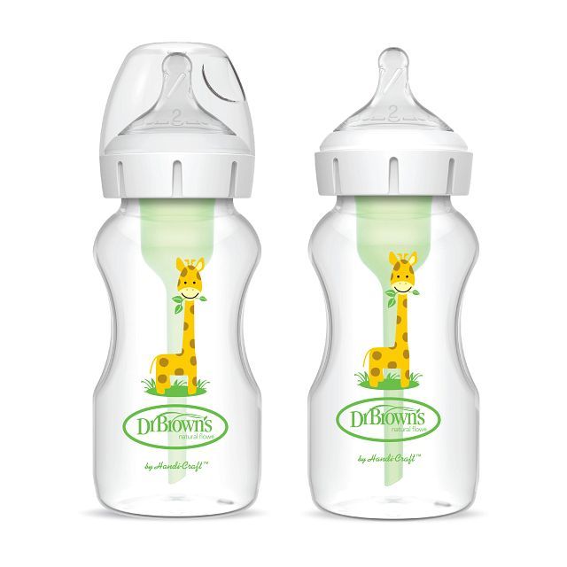 Dr Brown's 9oz Pp Wide-neck Anti-colic Options, Giraffe, 2-pack | Jeevee