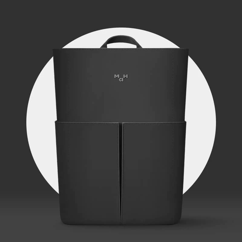 Mah Line Pu Leather Backpack For Unisex M23b2809b (matte Black) | Jeevee