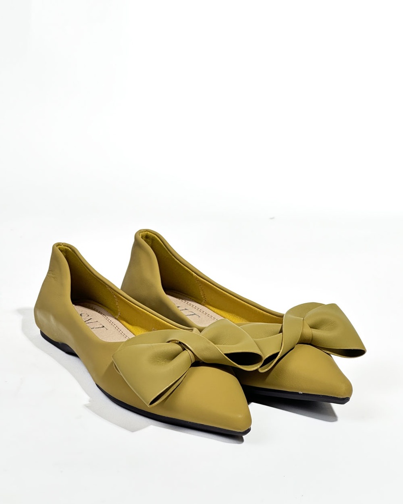 Salt Pointed Toe Shoes With Bow Detail - Green | Jeevee