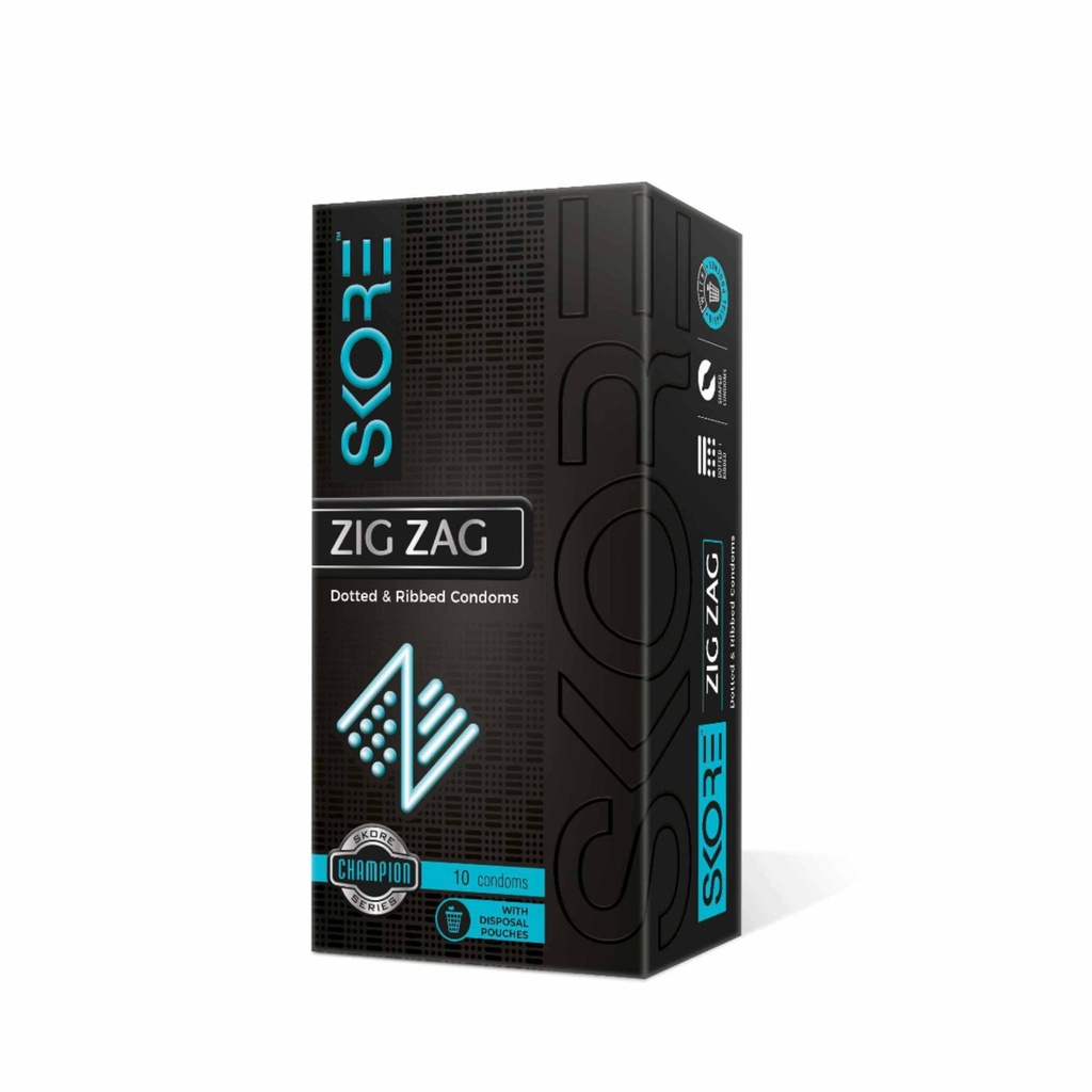 Skore Zig Zag Dotted & Ribbed Condoms 10's | Jeevee