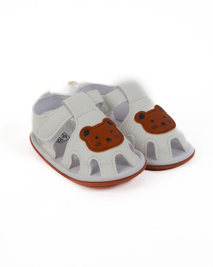 Jeevee Bees Bear Sandals - White (6-9 Months) | Jeevee