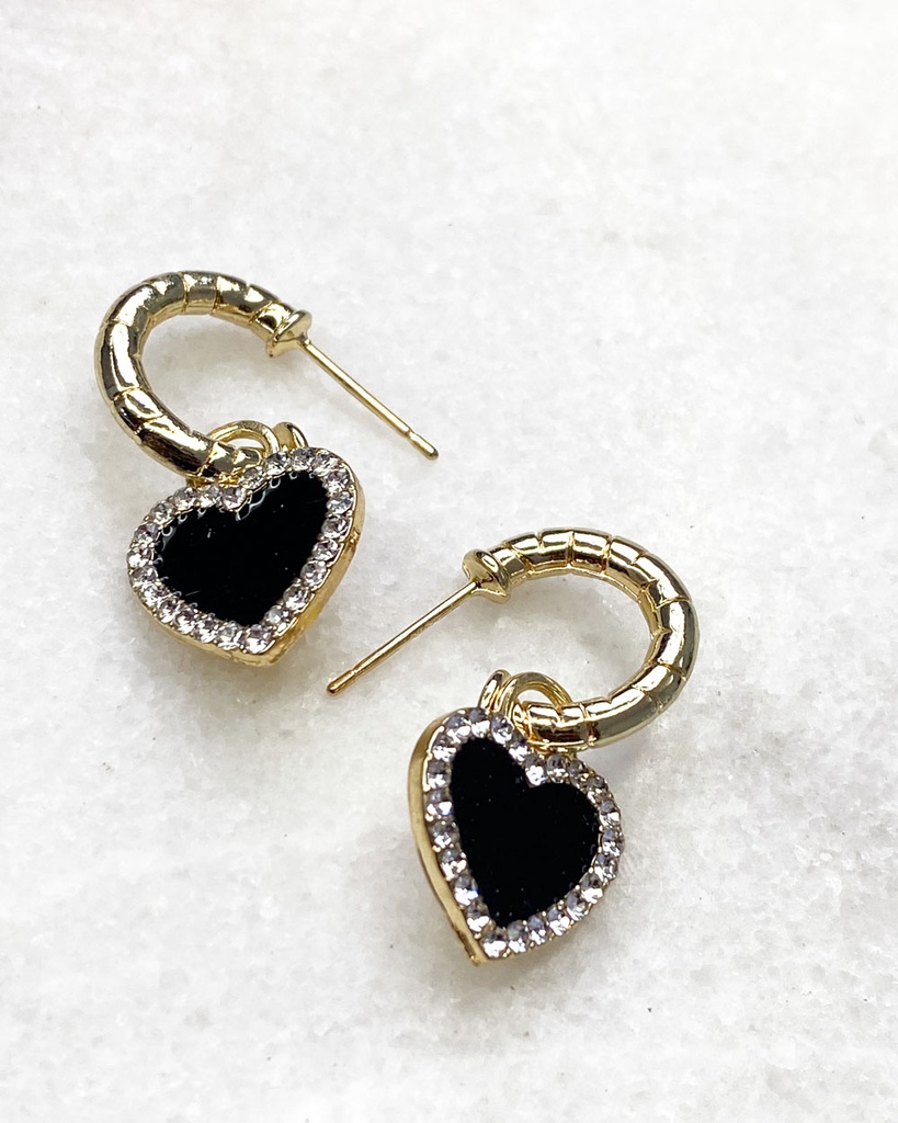 Pepper Drop Black Heart Huggie Earring | Jeevee