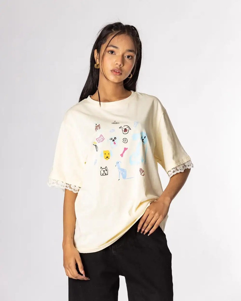 Wasabi Character Print Yellow Basic Tee | Jeevee