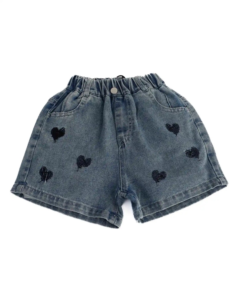 Jeevee Bees Heart Embroidred Shorts - Blue (19 Cm) | Jeevee