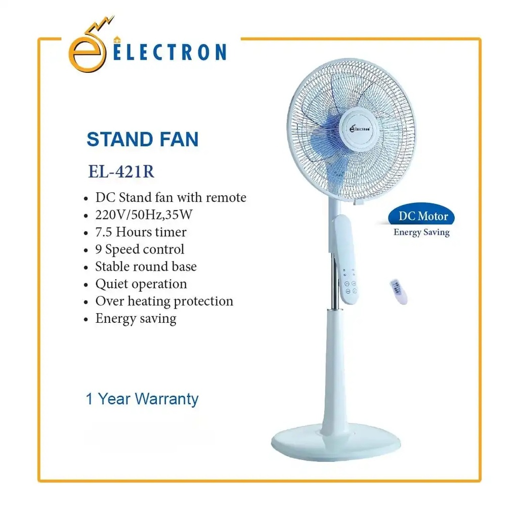 Electron Dc Stand Fan With Remote El-421r | Jeevee