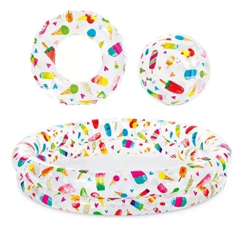 Mumlove Ice Pop Pool Set 3pc Set Inflatable Pool, Ball And Tube | Jeevee