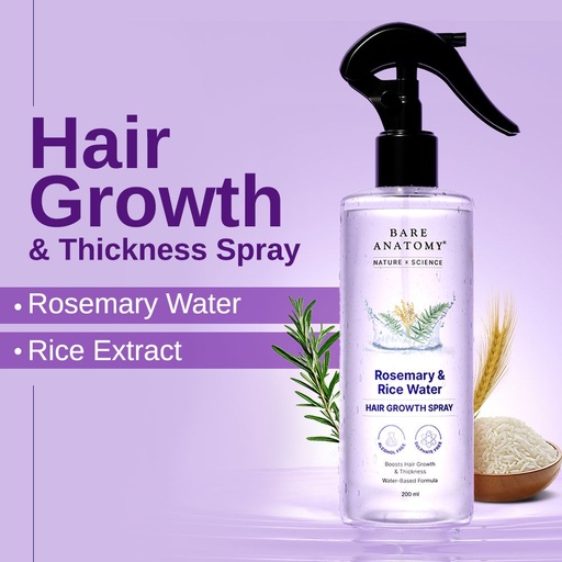 Bare Anatomy Rosemary Water For Hair Growth With Rice Water | Jeevee