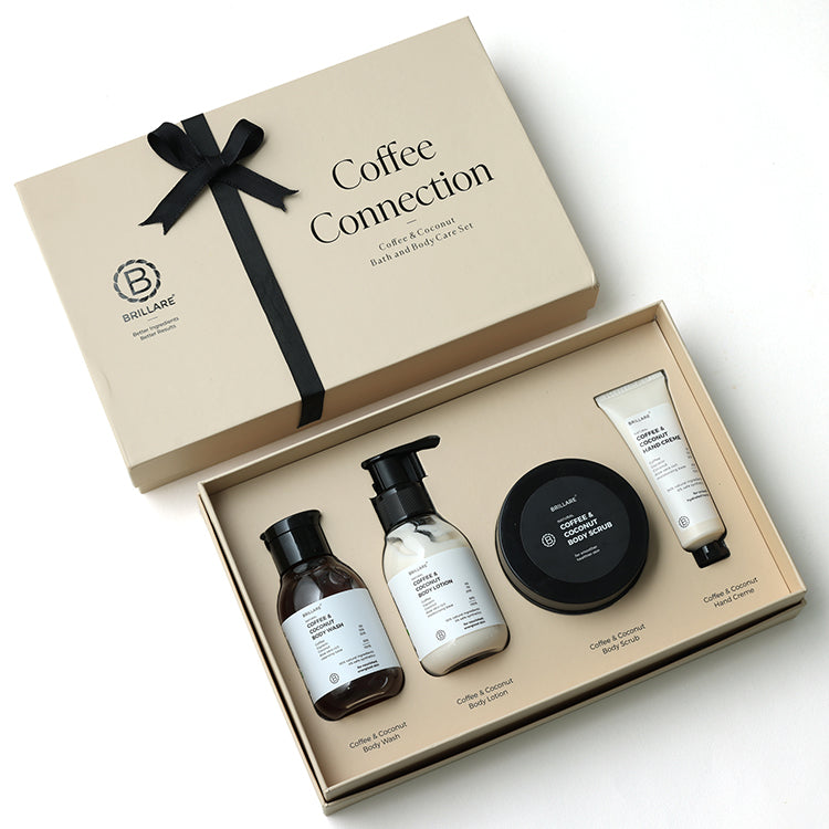 Brillare Coffee Connection Gift Kit, 100ml + 100ml + 100g + 30g | Jeevee
